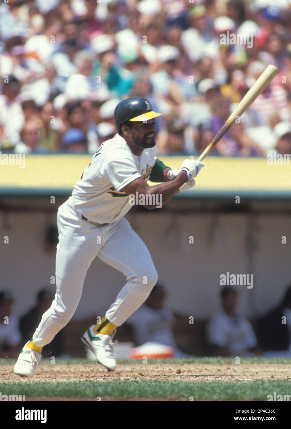 Oakland A's Dave Henderson (42) in action during a game from his 1990 ...