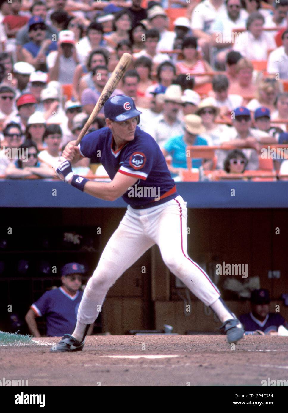 Chicago Cubs Jody Davis (7) in action during a game from the 1985 ...