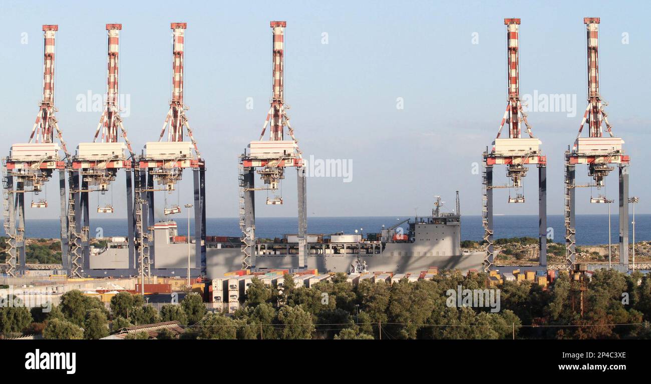 The MV Cape Ray is docked at Gioia Tauro port, southern Italy, Tuesday ...