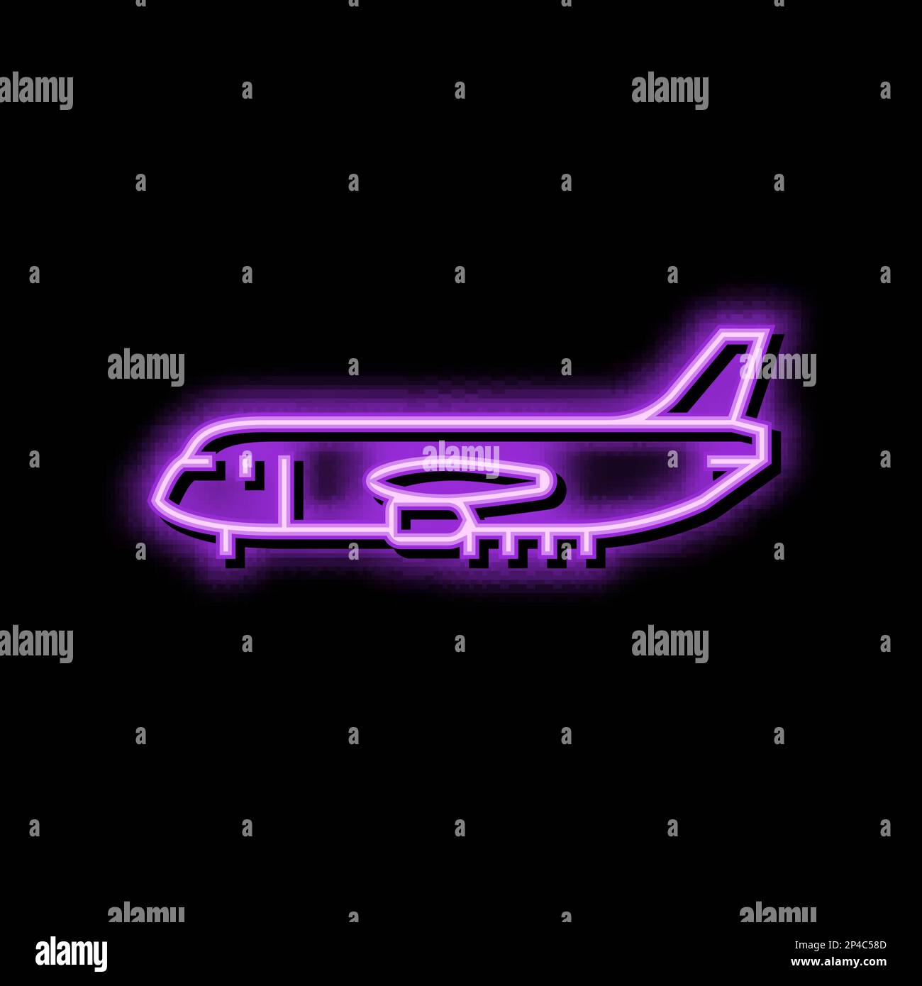cargo plane airplane aircraft neon glow icon illustration Stock Vector ...