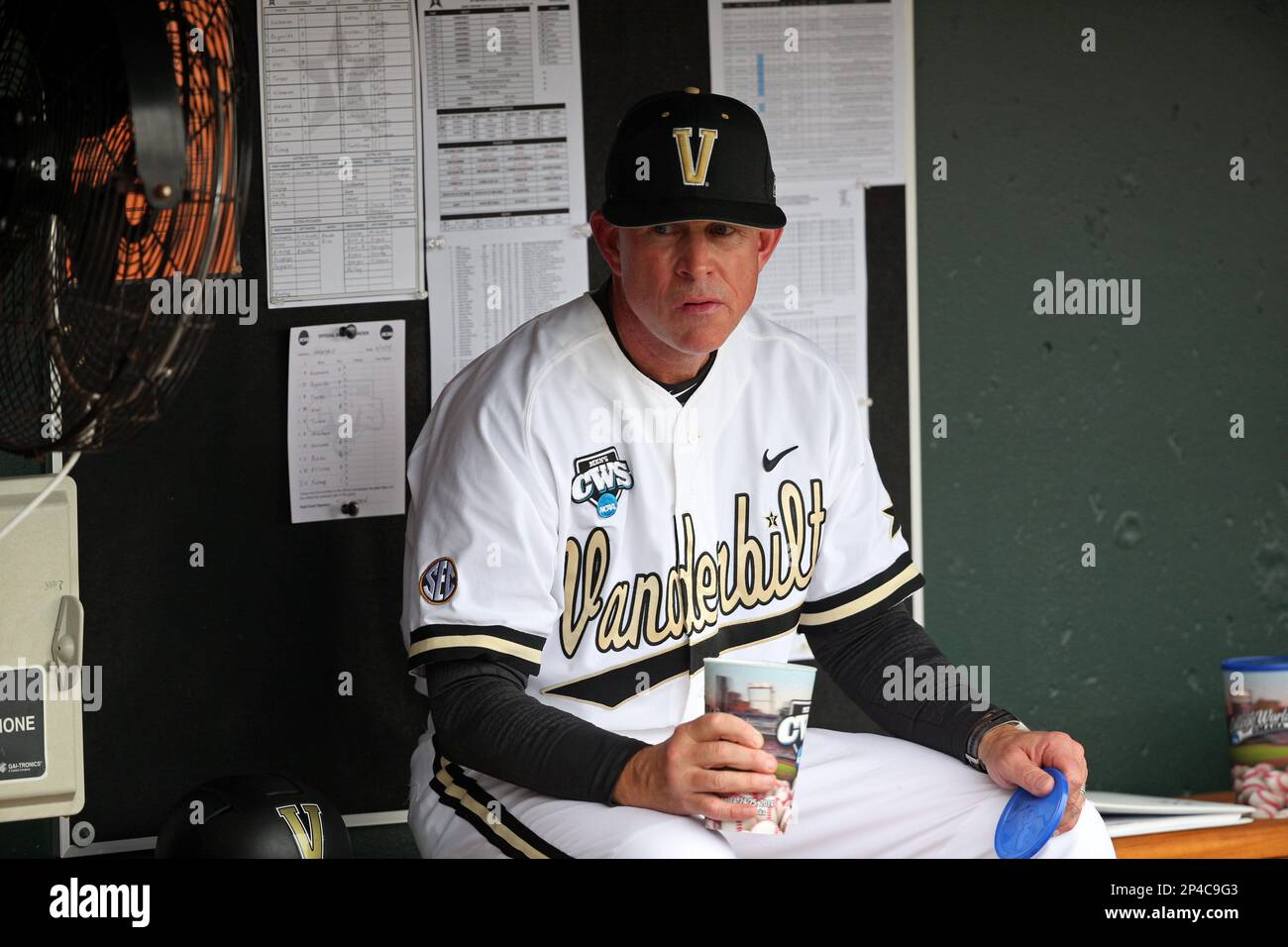 Head coach Tim Corbin of the Vanderbilt Commodores looks on during Game ...
