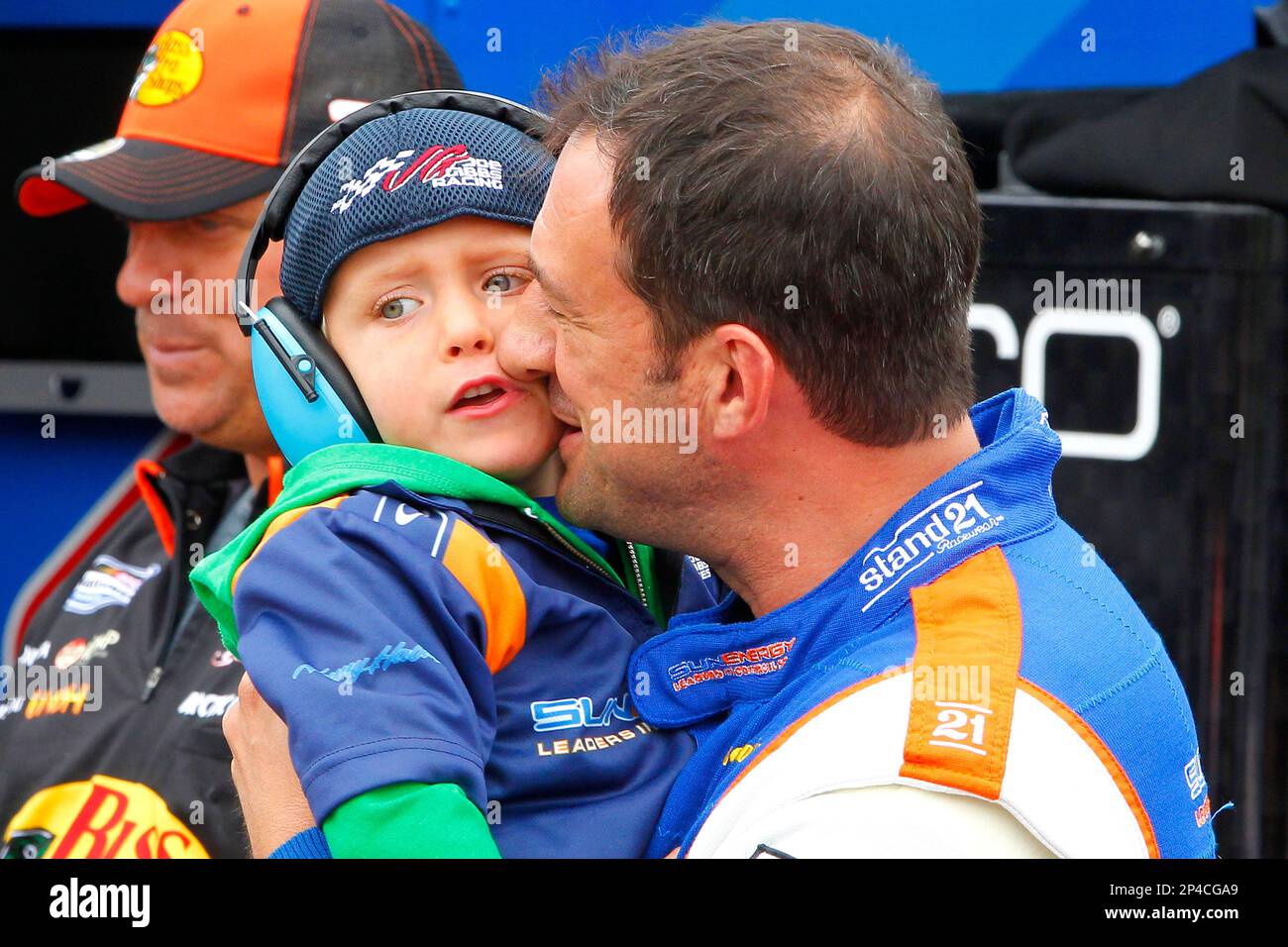 Kenny Habul, SunEnergy1 Toyota Camry and son Liam during practice for ...