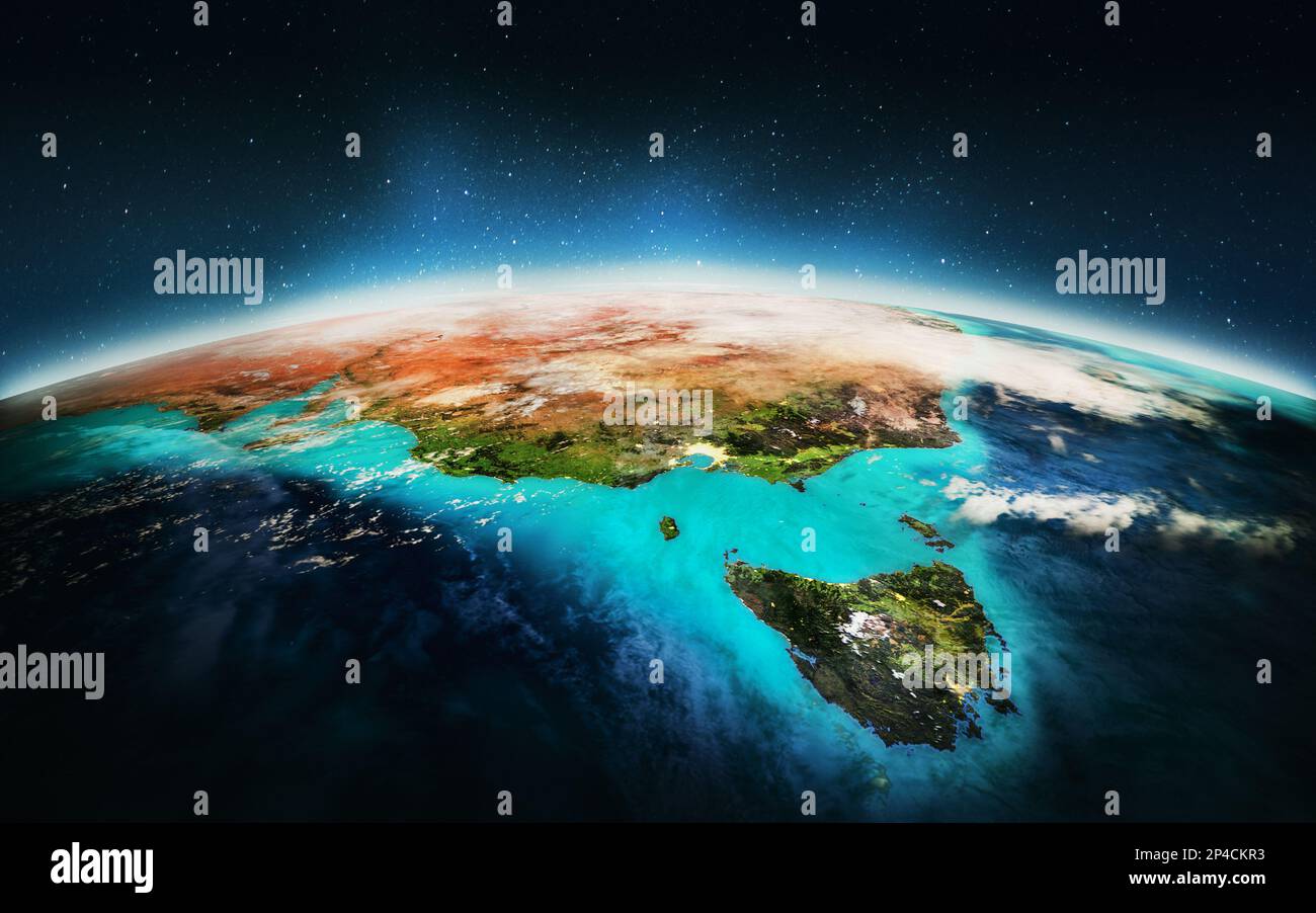 Planet Earth - South Australia. 3D Rendering. Elements of this image ...