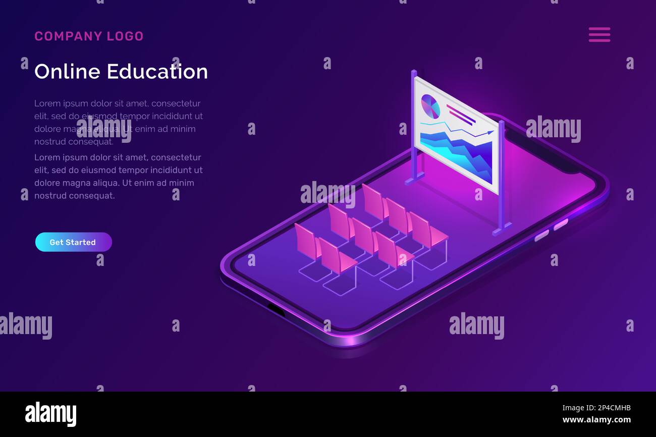 Online education or training isometric concept vector illustration ...