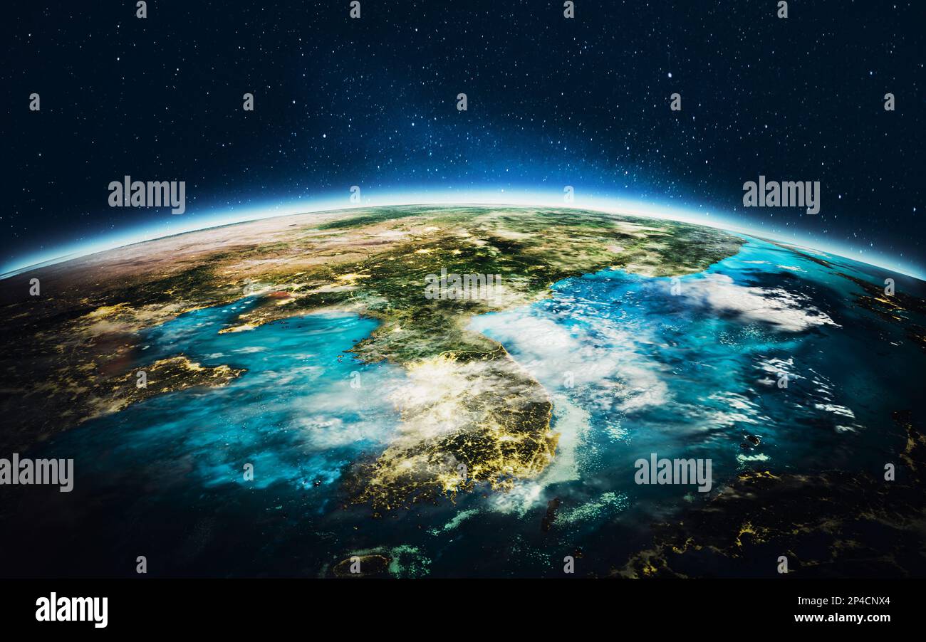 Planet Earth - Korea. 3D Rendering. Elements of this image furnished by ...