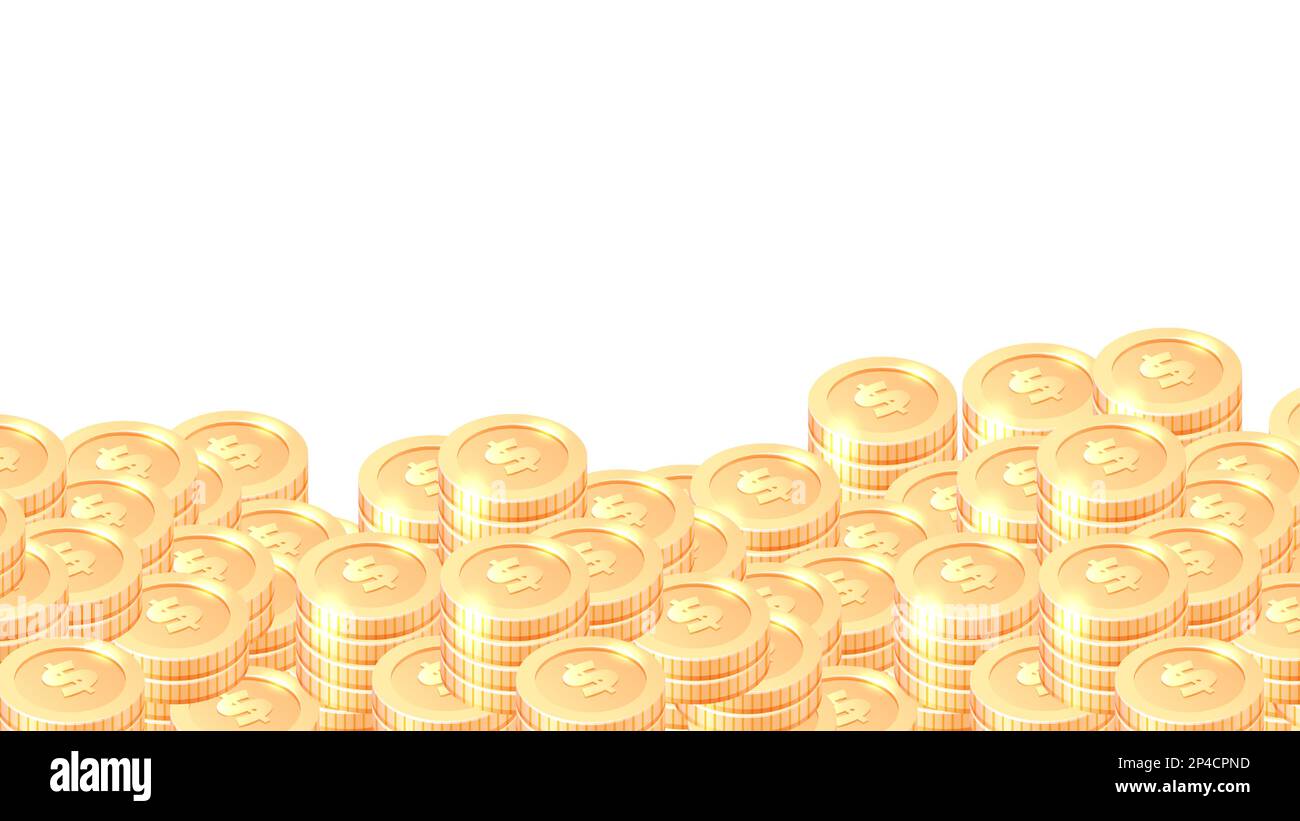 Piles of gold coins cartoon vector illustration. Many or golden coins ...