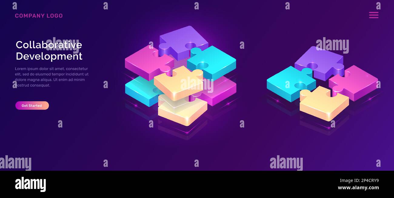 Collaborative development, isometric business concept vector. Color ...