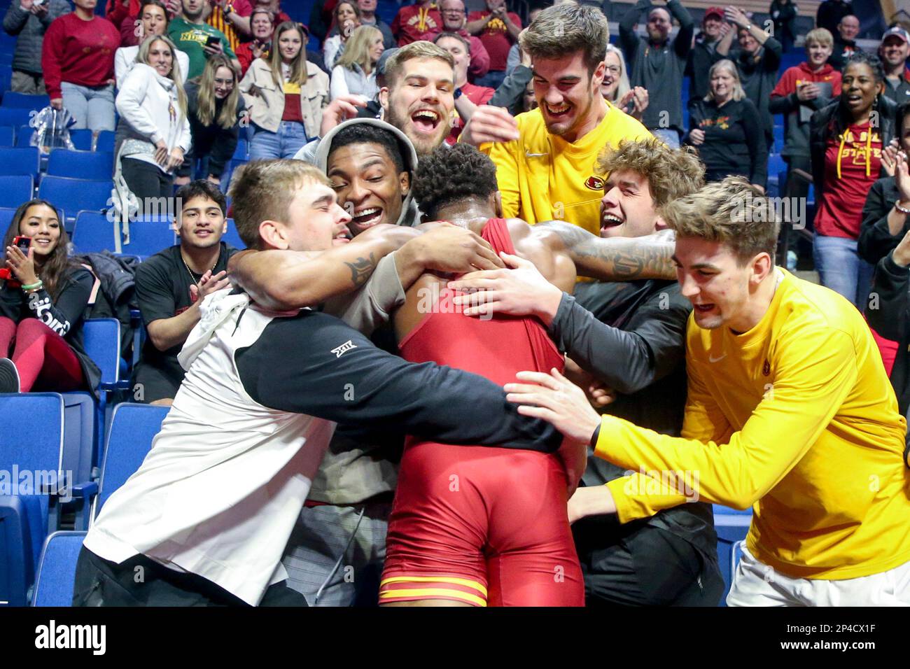 Iowa State's David Carr celebrates with fans after defeating Missouri's ...