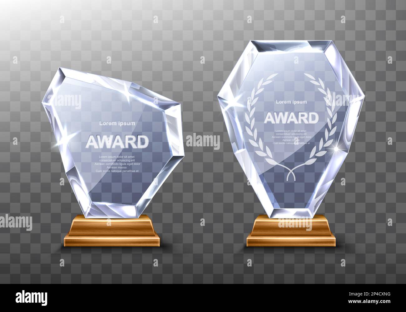 Glass award trophy or winner prize realistic vector illustration ...