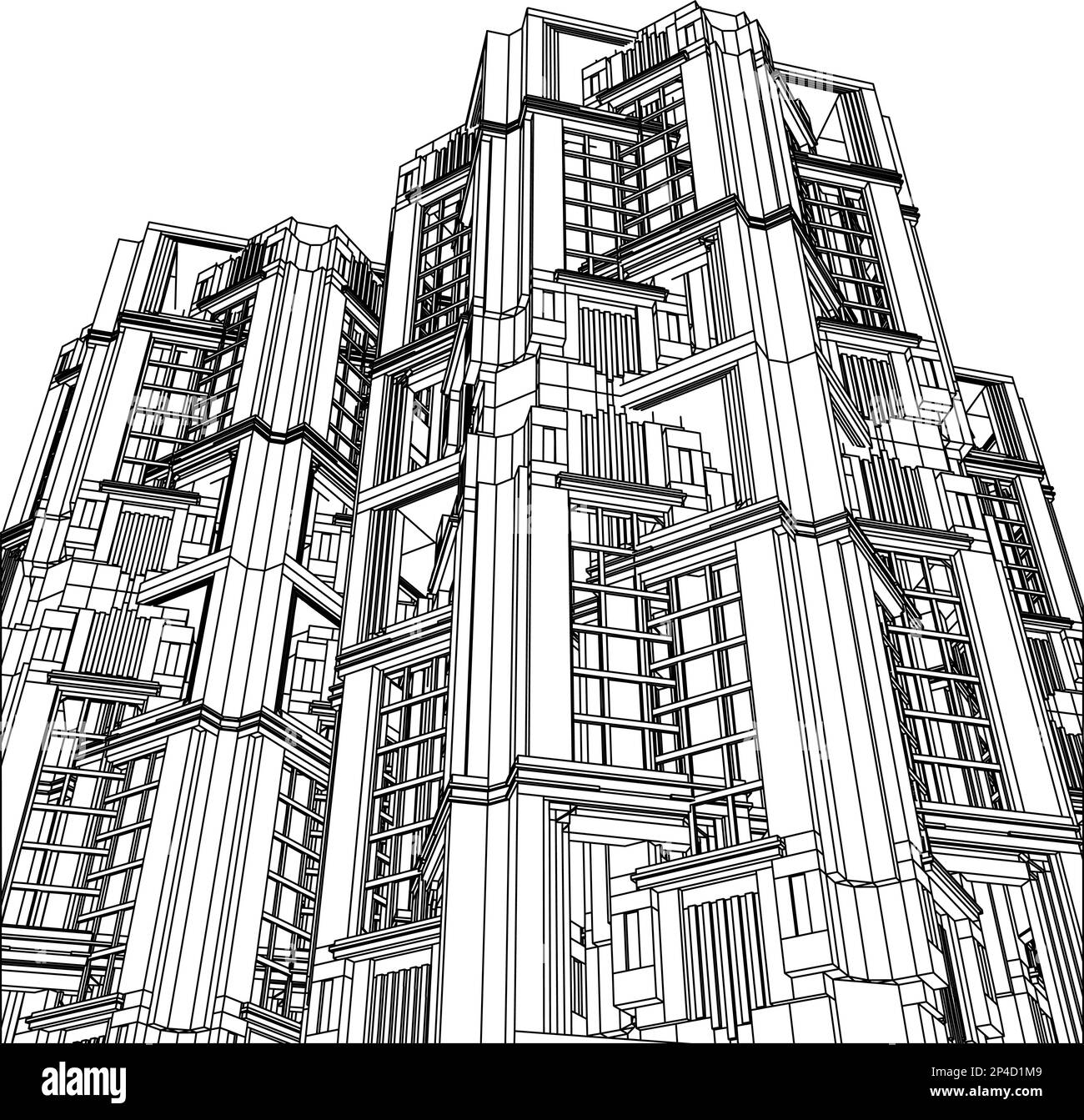 Abstract Art Deco Building Construction Structure Vector. Illustration ...