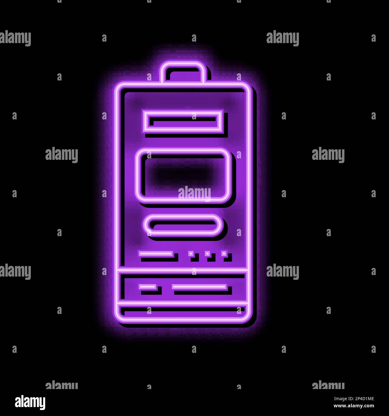 1 2aa battery power energy neon glow icon illustration Stock Vector ...