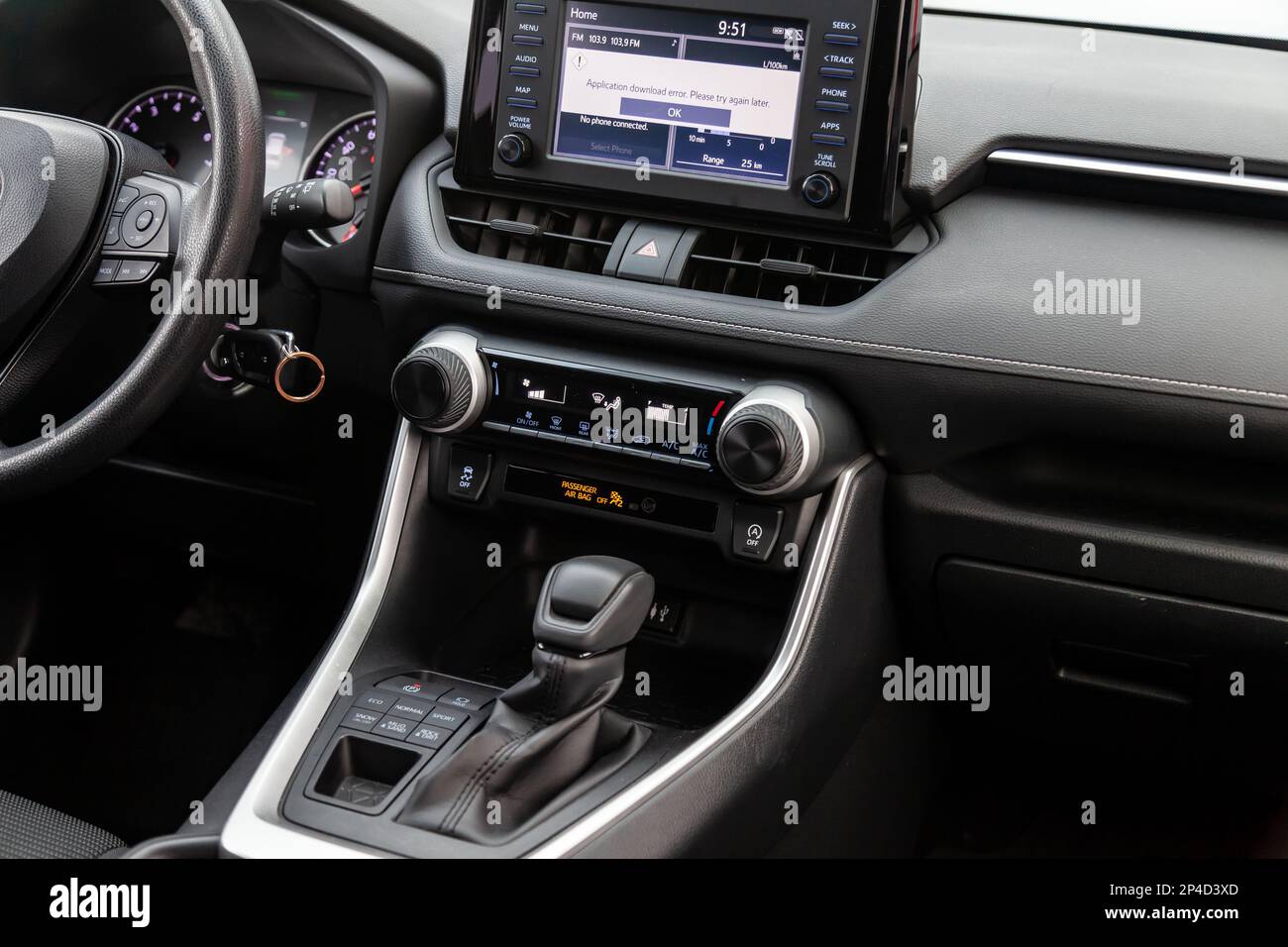 Novosibirsk, Russia - 03.04.2023: The interior of the car Toyota Rav4 ...
