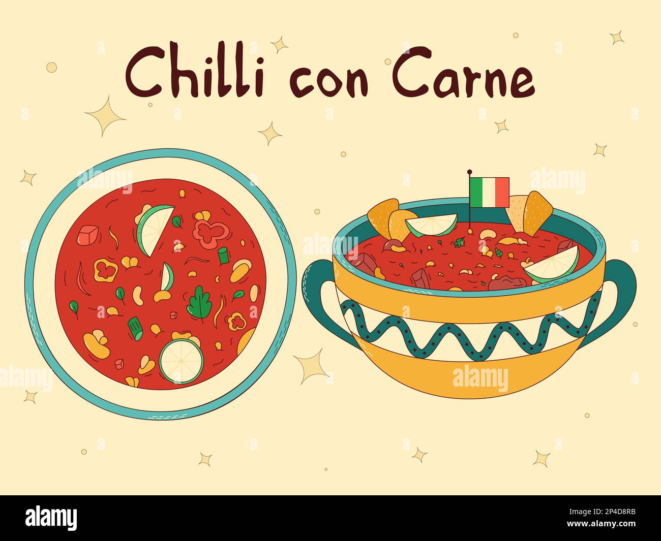 Mexican Traditional Food Chilli Con Carne Vector Illustration Stock Vector Image And Art Alamy