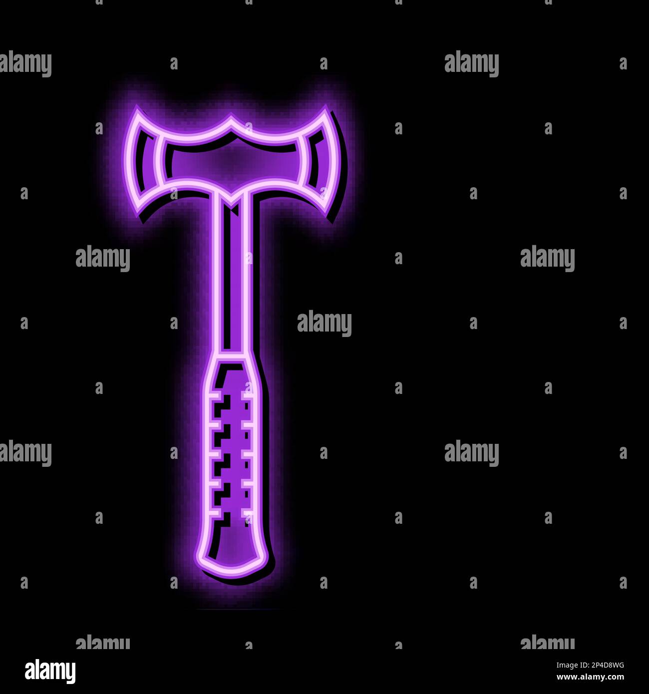 double bit axe weapon neon glow icon illustration Stock Vector Image ...