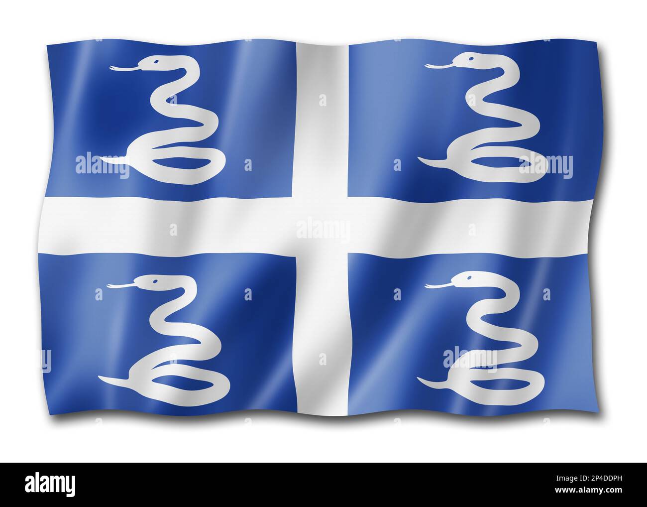 Martinique snake flag, Overseas Territories of France. 3D illustration ...