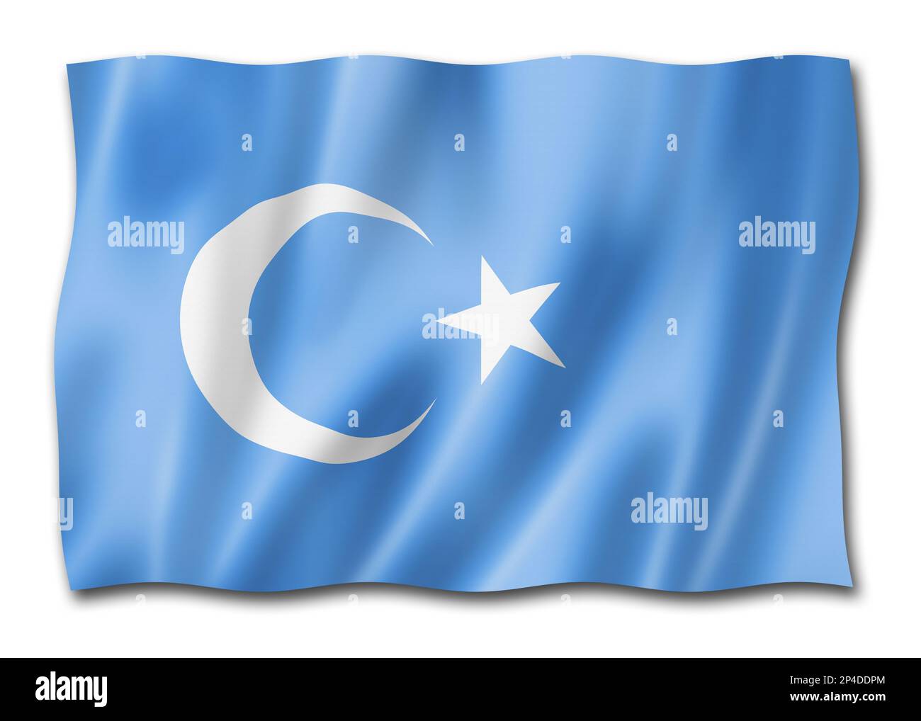 Kokbayraq Uighurs ethnic flag, china. 3D illustration Stock Photo - Alamy