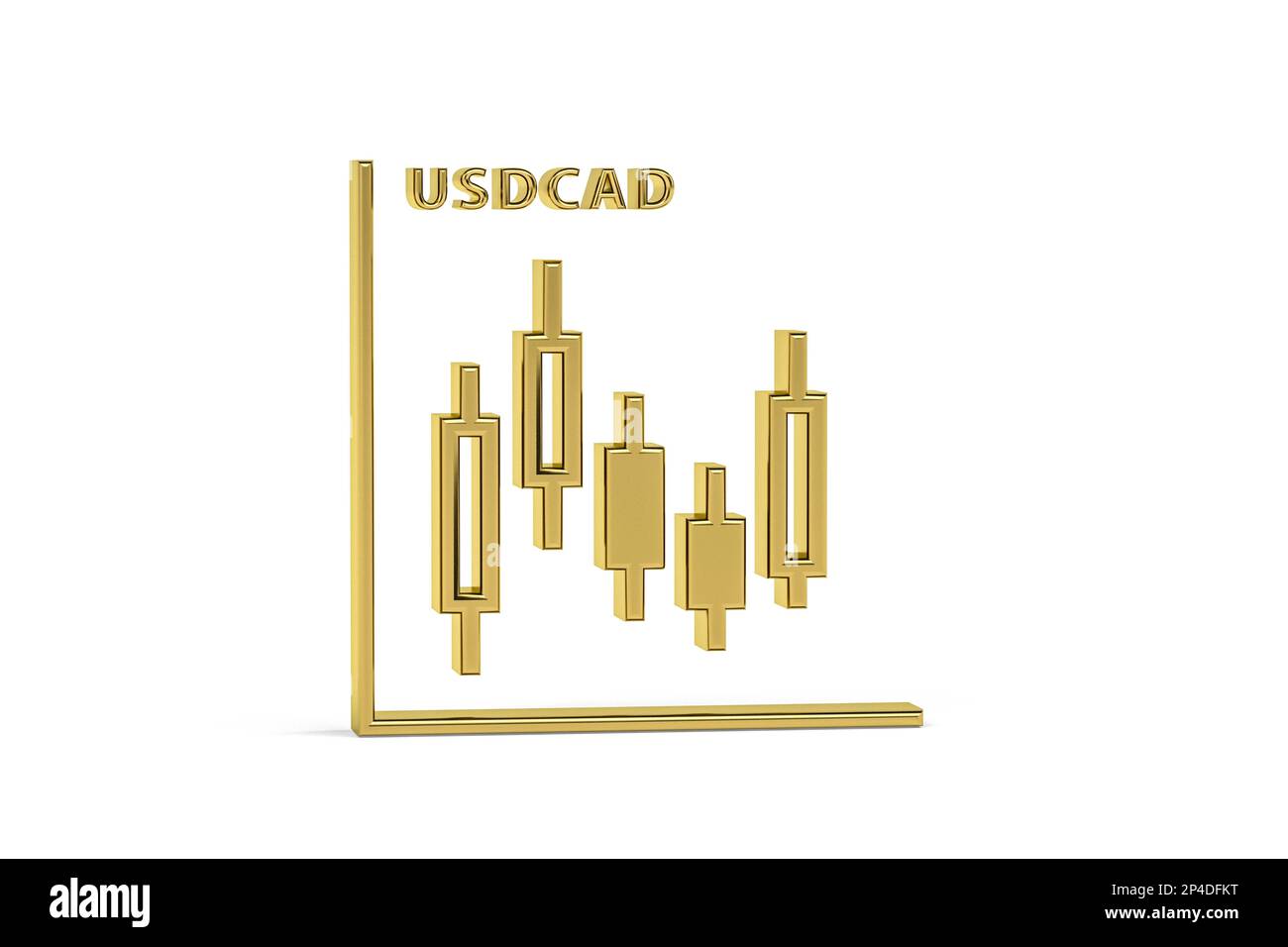 Golden 3d candlestick chart icon isolated on white background - 3d ...