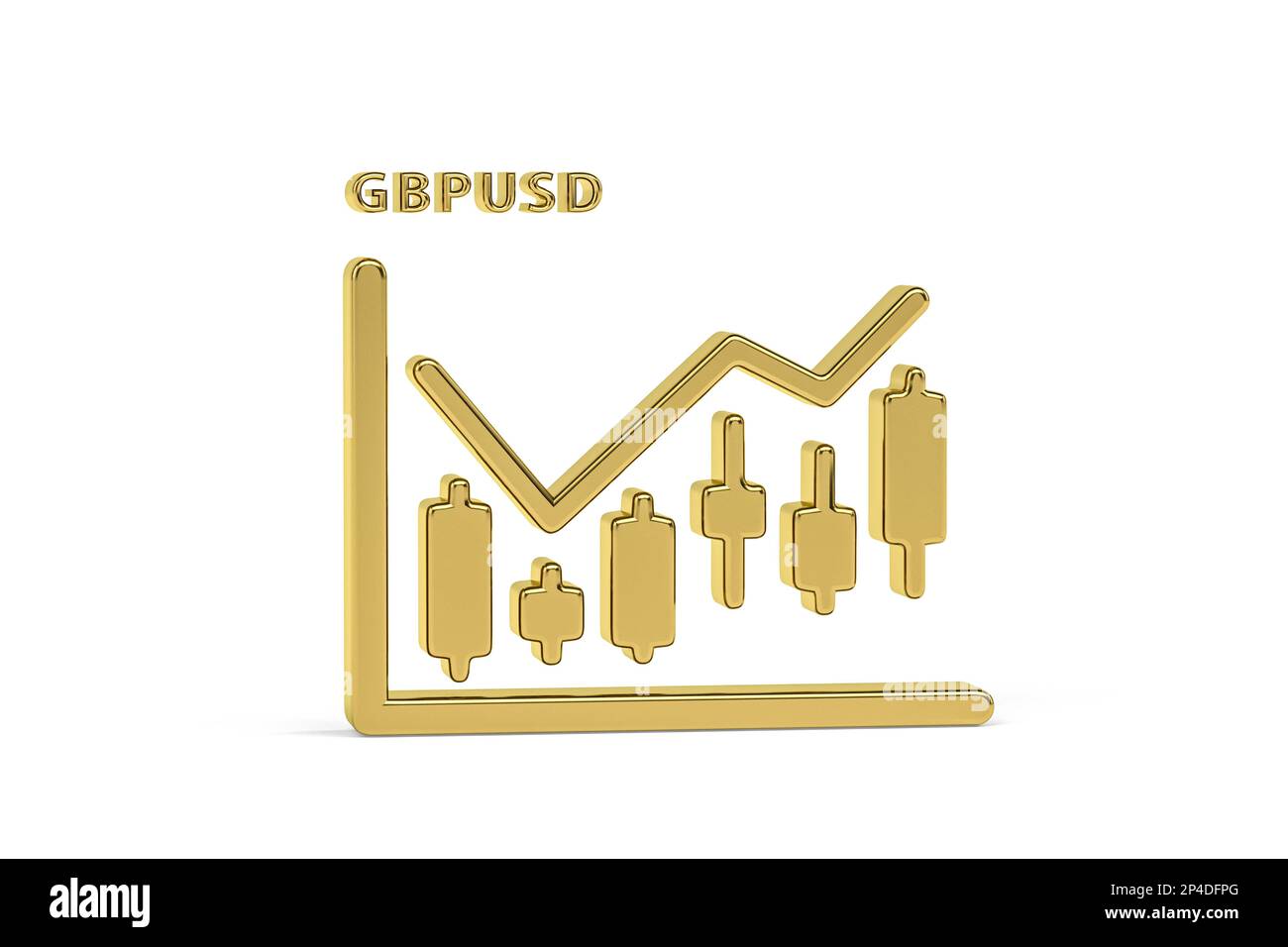 Golden 3d candlestick chart icon isolated on white background - 3d ...