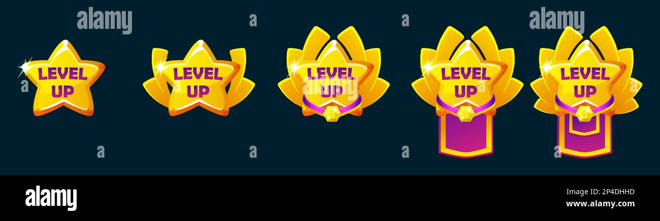 Rank badges. Level up icons with star, ranking awards Stock Vector ...