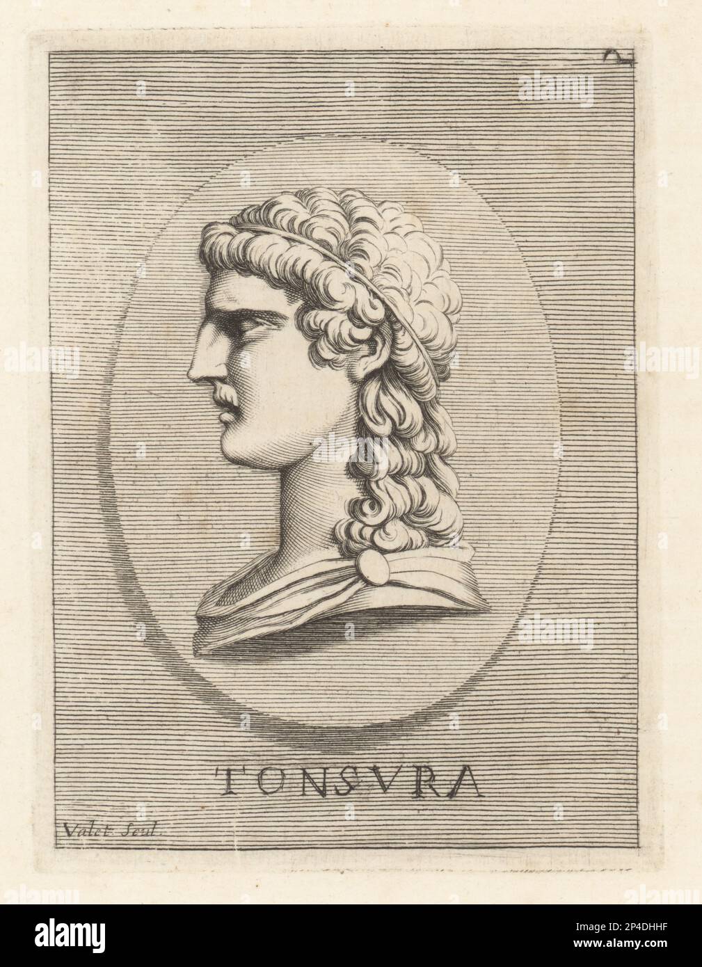 Male head with the Hector cut, a classical hairstyle or tonsure. Trojan ...