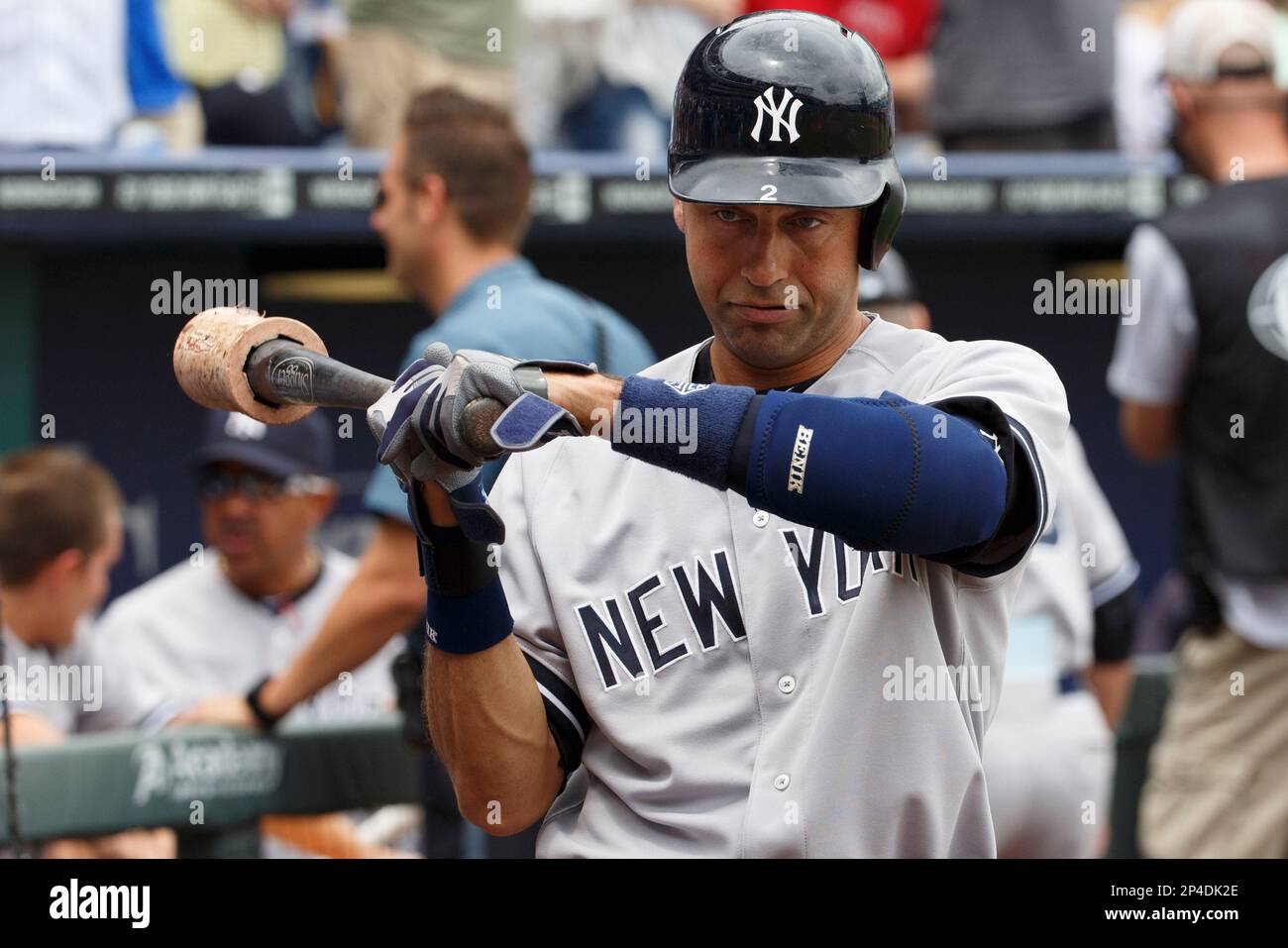 June 8, 2014: New York Yankees shortstop Derek Jeter (2) warms up ...