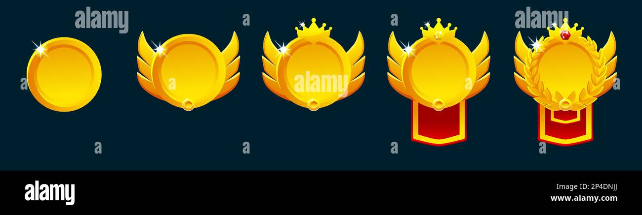 Rank badges. Level up icons, ranking awards Stock Vector Image & Art ...