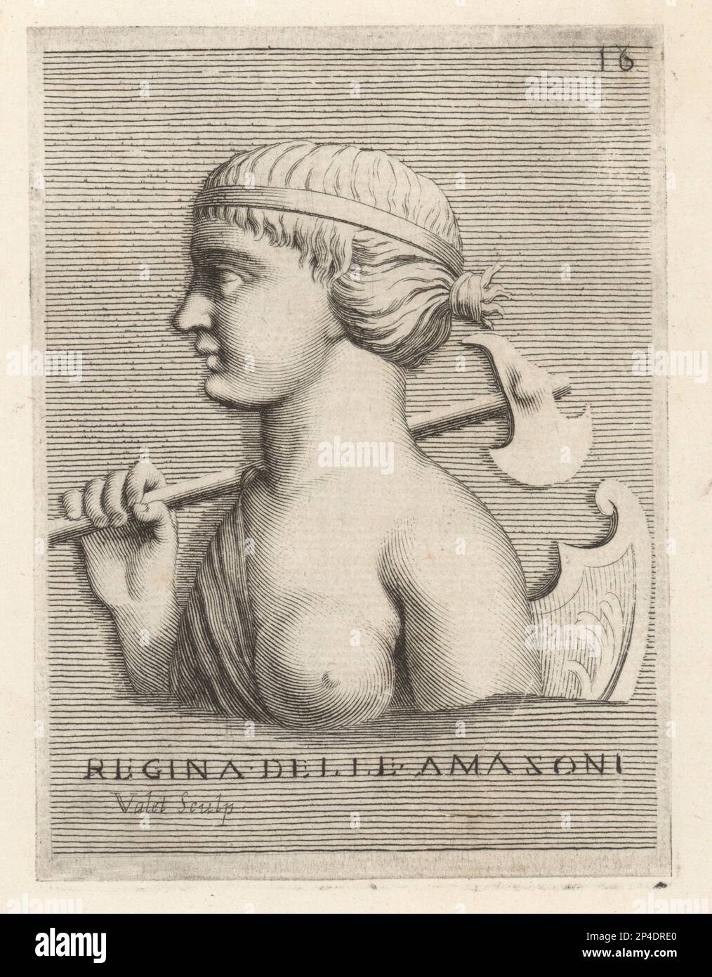 Portrait of Penthesilea, Queen of the Amazons, with royal diadem, left ...