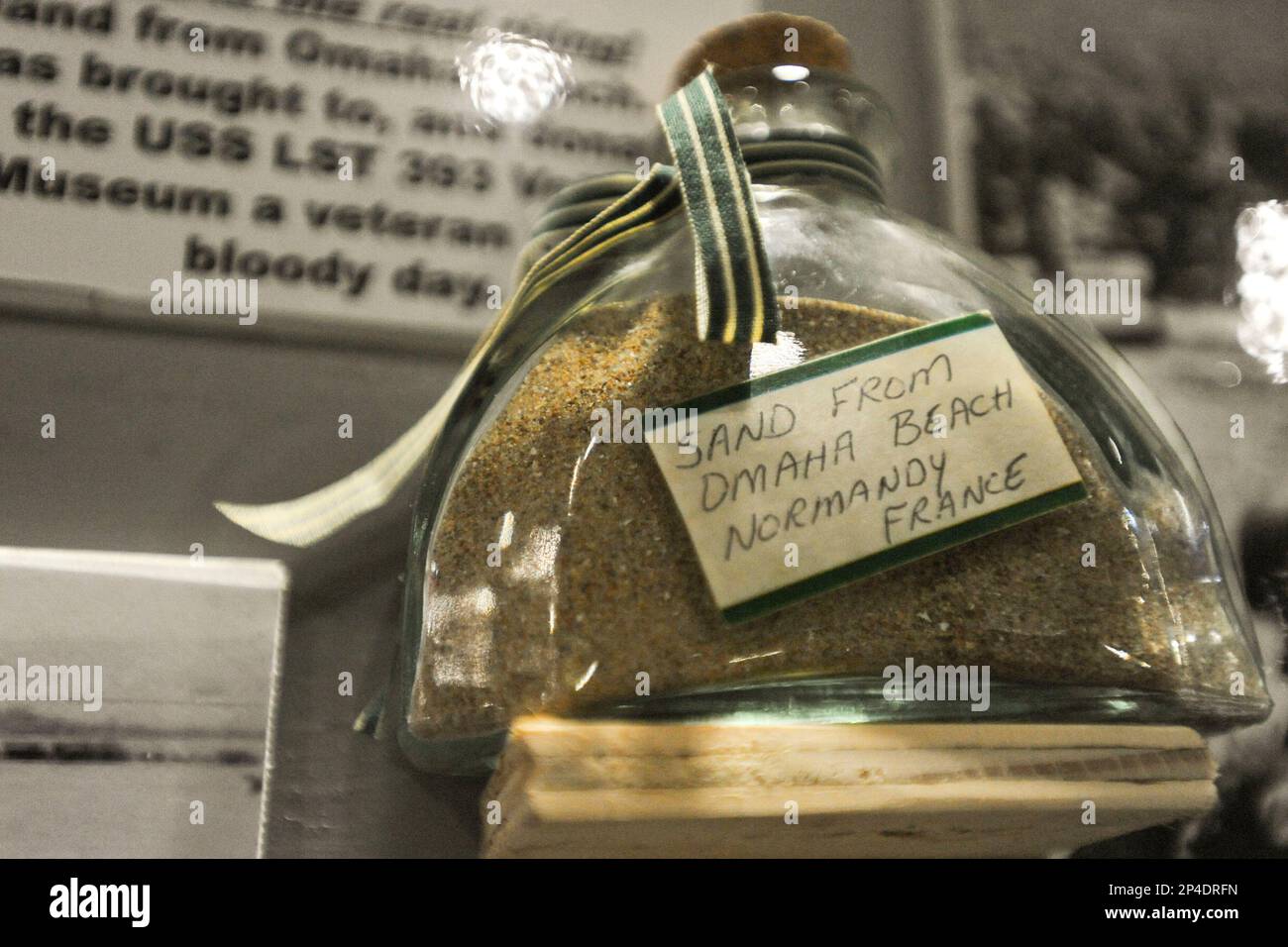 Sand from Omaha Beach in Normandy, France is on display for the D-Day ...