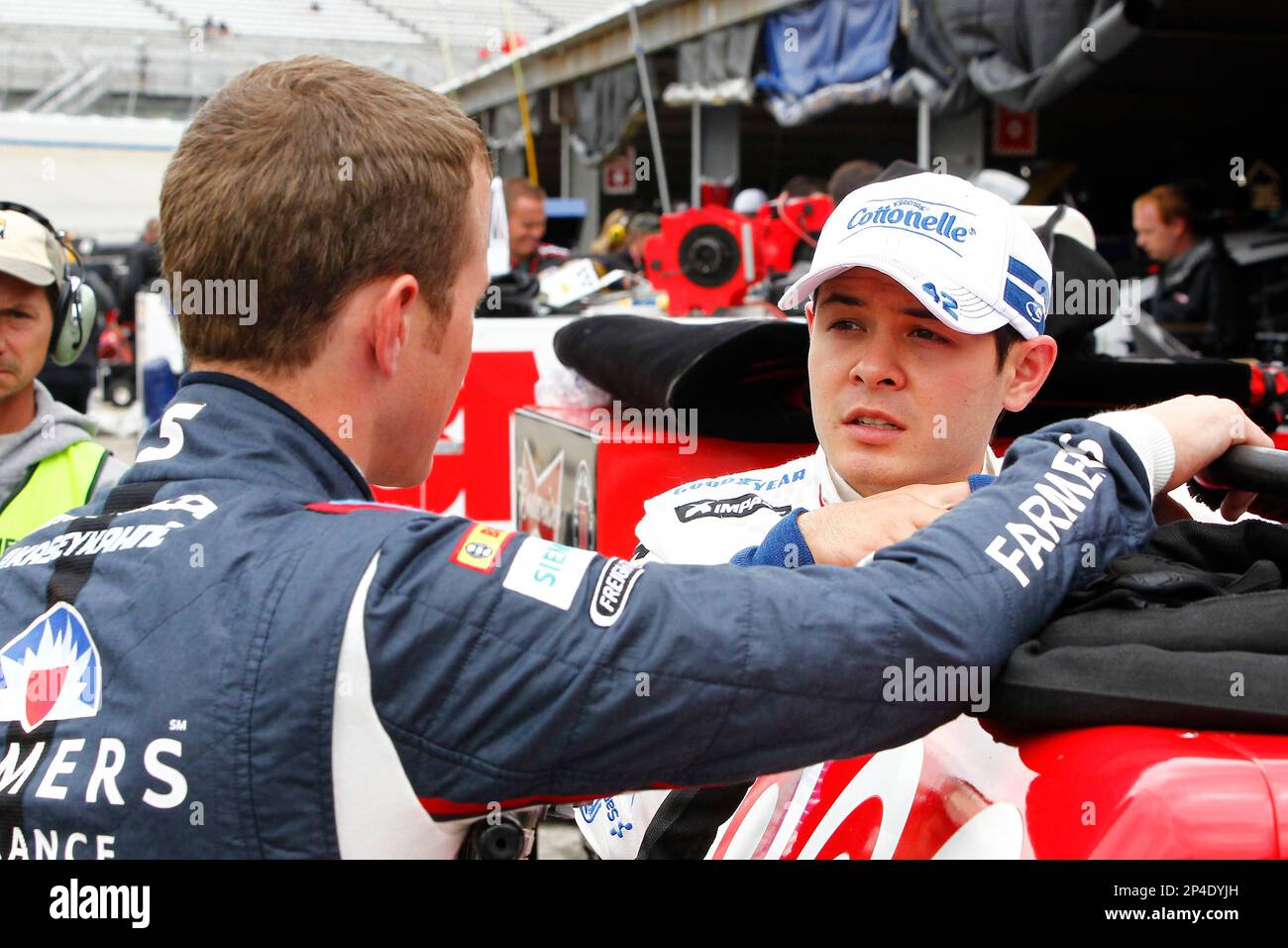 Kyle Larson and Kasey Kahne during practice for the NASCAR FedEx 400 ...