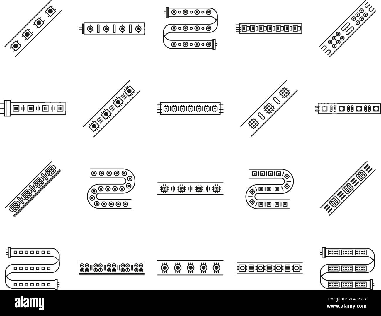 Light strip icon. LED ribbon modules for decorative lighting stripes ...