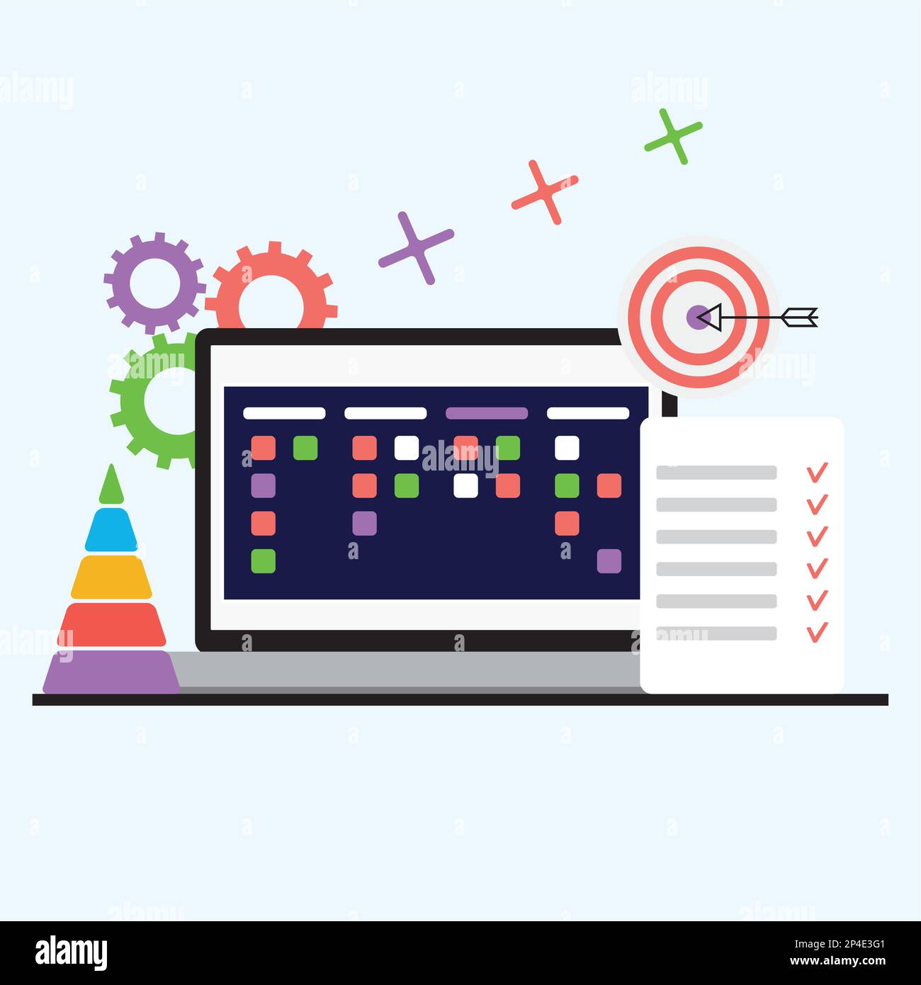 Agile productivity, streamlining workflow with scrum. Vector of problem ...