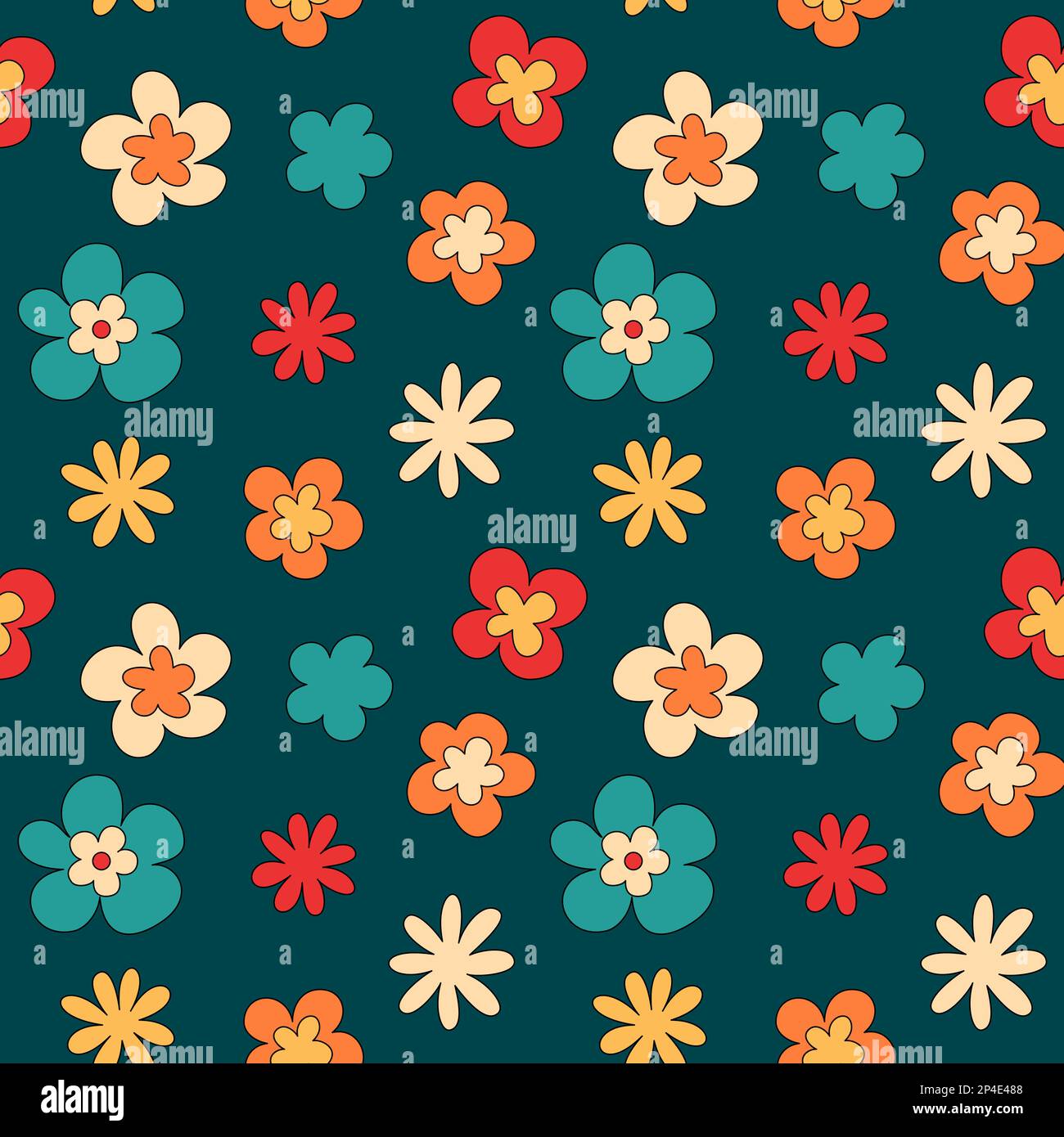Groovy floral seamless vector pattern Stock Vector Image & Art - Alamy