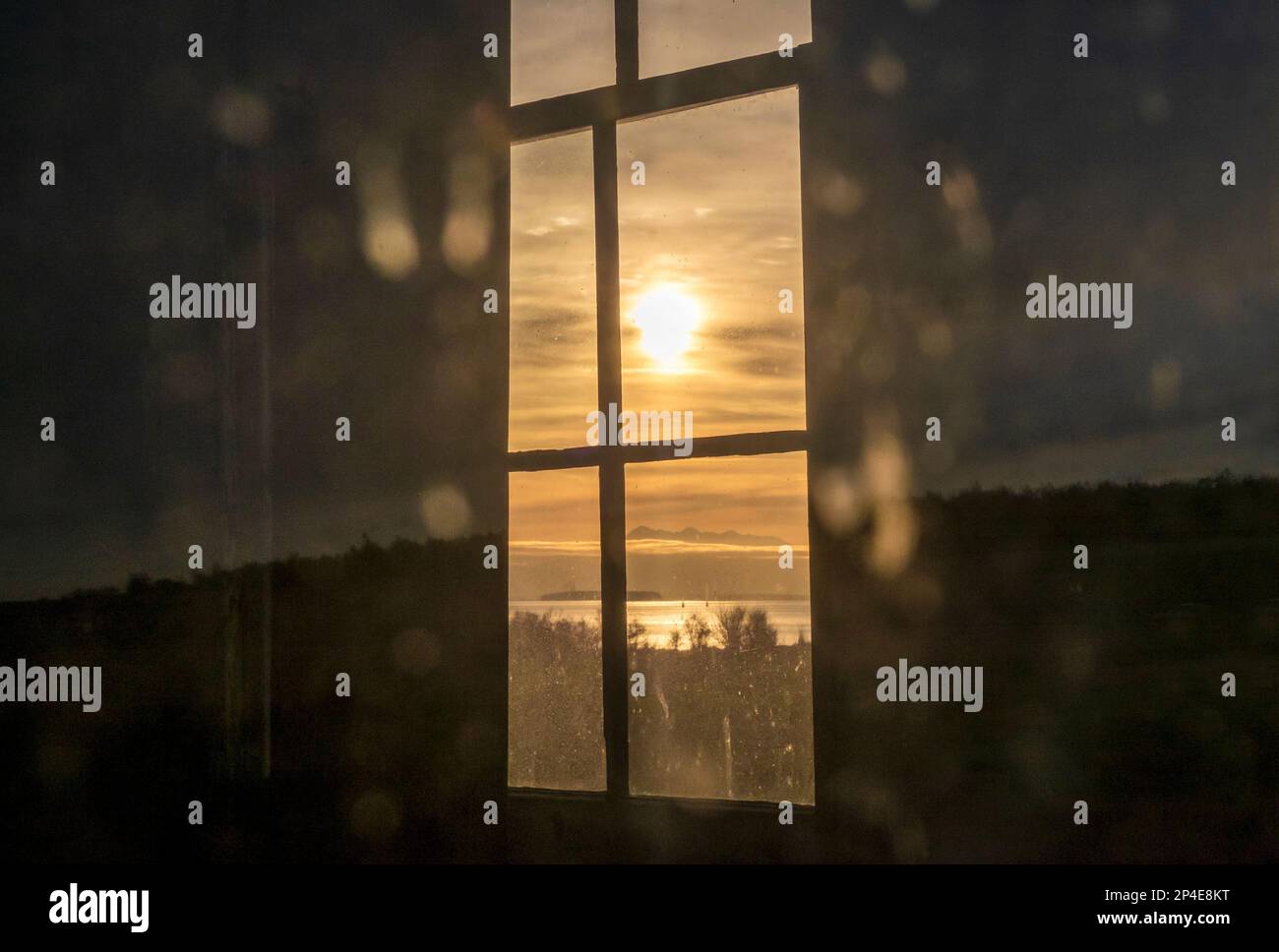Window reflections, Ebeys Landing, Washington State, USA, northern ...