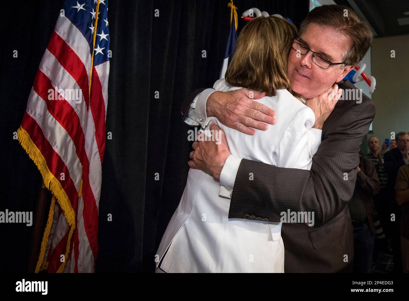 State Sen Dan Patrick Hugs His Wife Jan As He Addresses Supporters