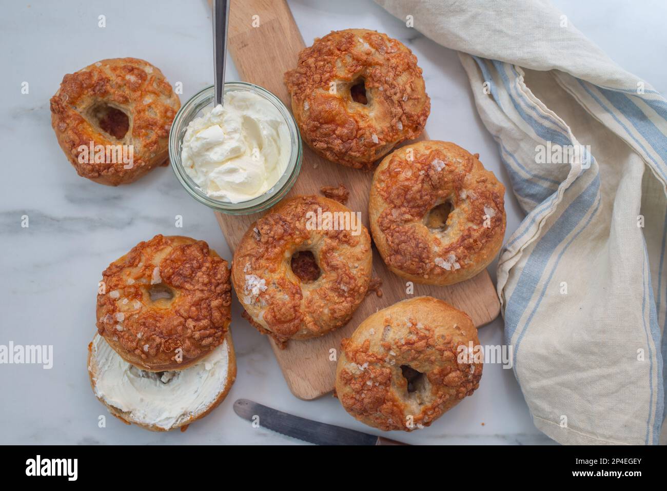 Homemade new york bagels on rustic background Stock Photo - Alamy