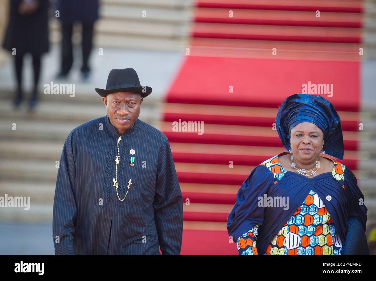 Nigerian President, Goodluck Jonathan and his wife, Patience, right ...
