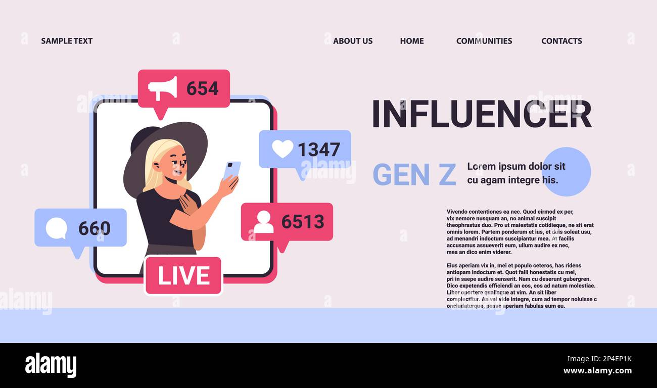 woman social media influencer watching live streaming generation Z ...