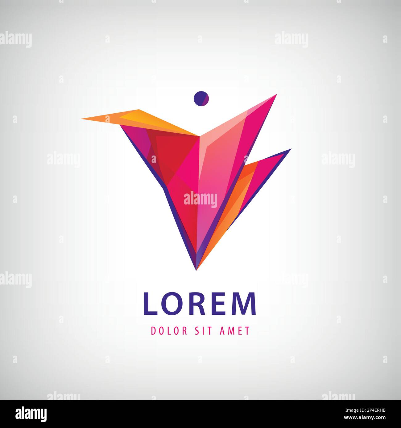 Vector abstract man logo, human abstract sign, triangle geometric ...