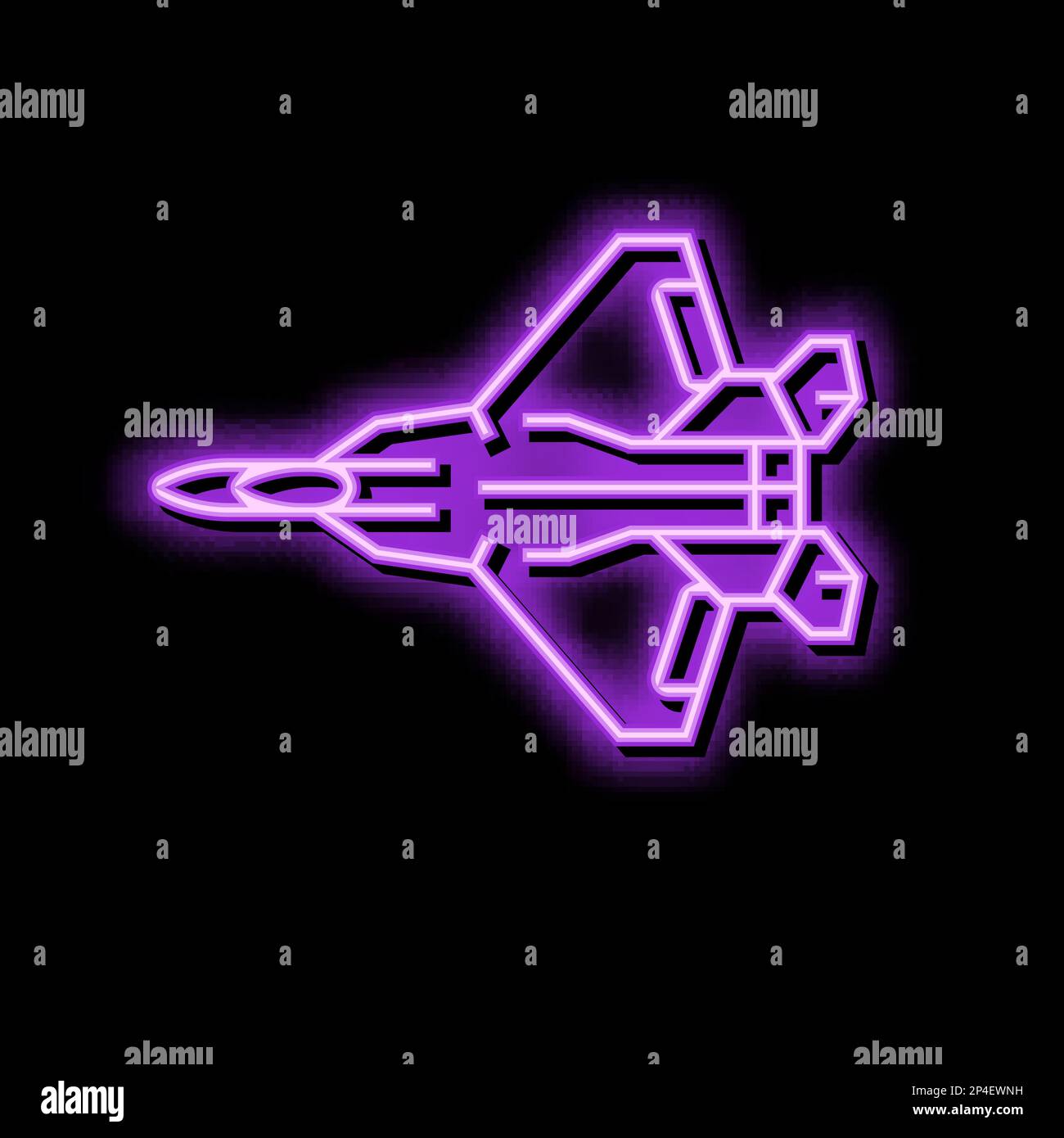 fighter jet airplane aircraft neon glow icon illustration Stock Vector ...