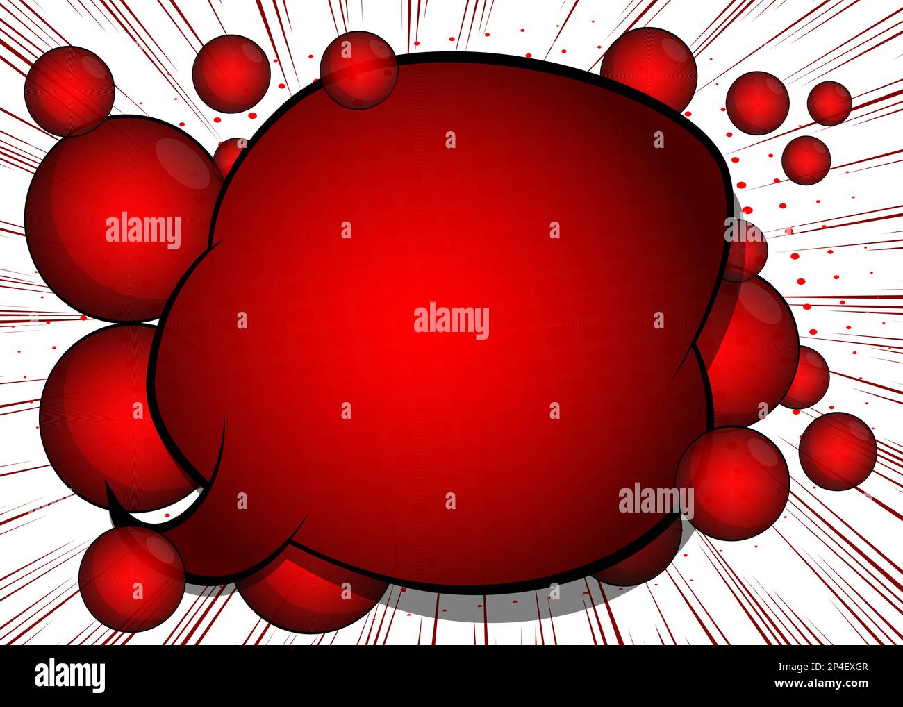 Red and white comic book poster with spheres. Comics Presentation with ...