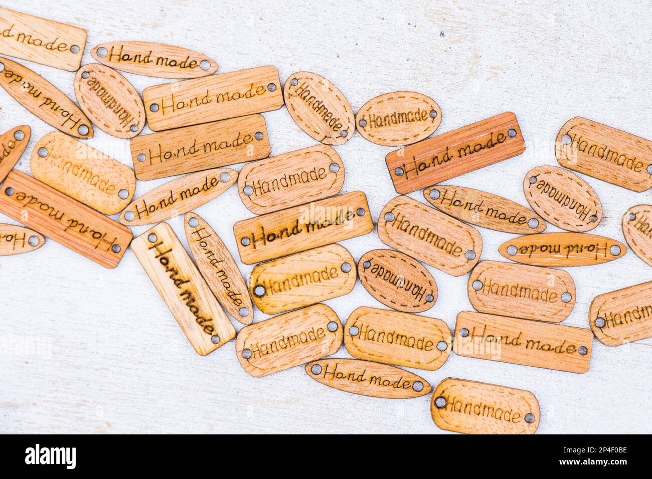 Handmade text on the wood, white background Stock Photo - Alamy