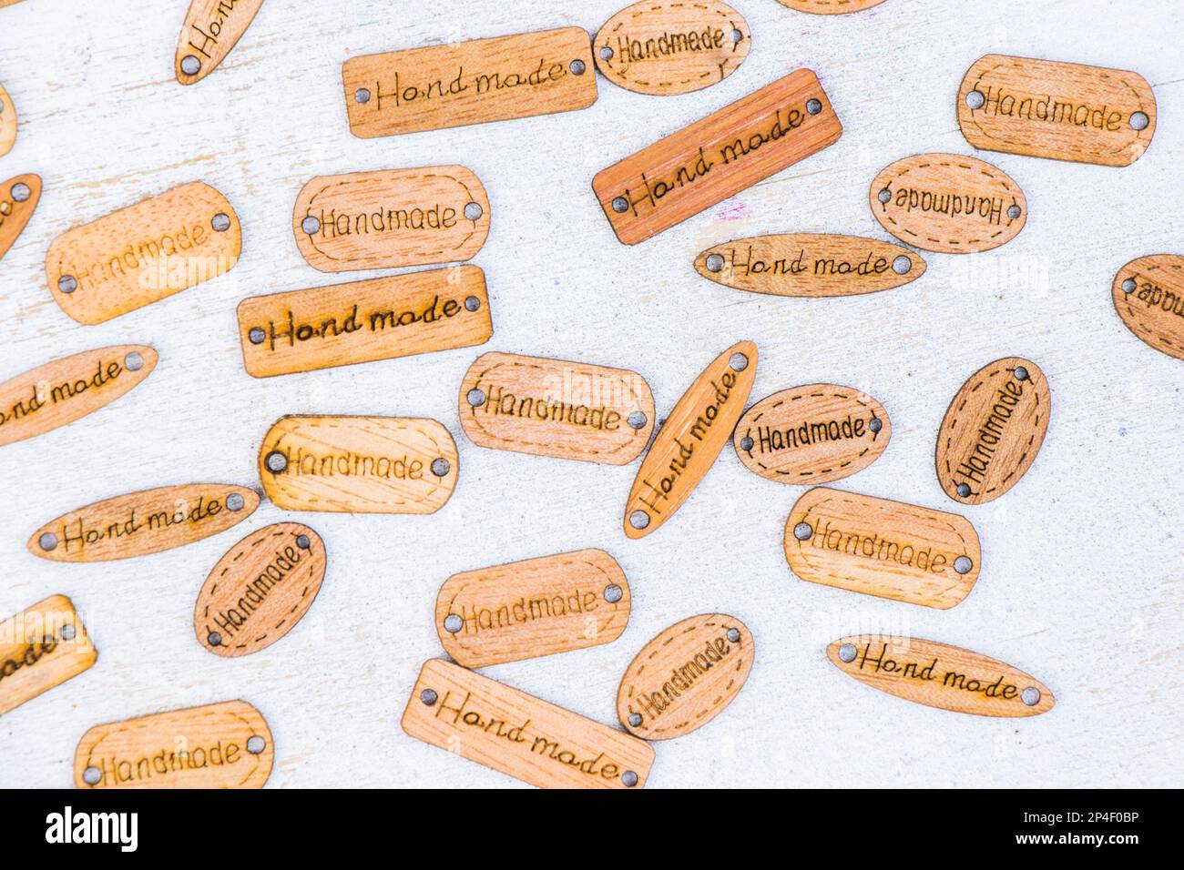 Handmade text on the wood, white background Stock Photo - Alamy