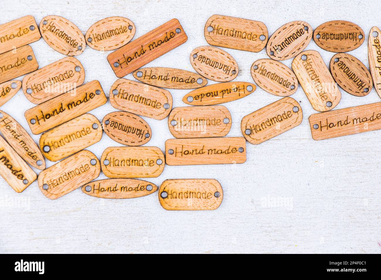 Handmade text on the wood, white background Stock Photo - Alamy