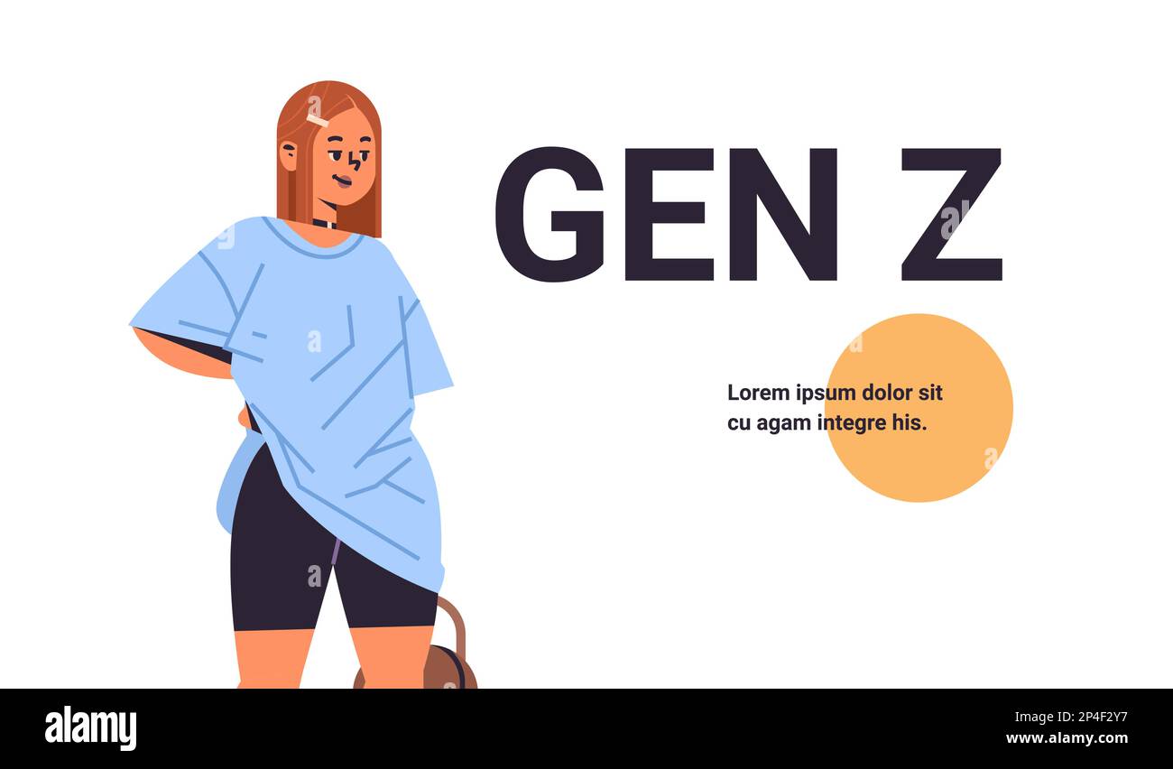 young girl in casual trendy clothes generation Z lifestyle concept new ...