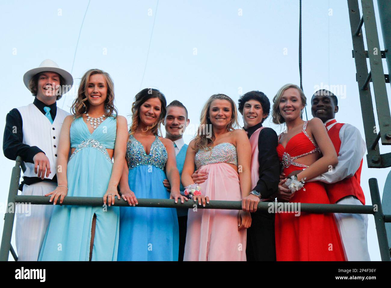 Students pose for a photo after arriving at the 2014 Muskegon Catholic ...