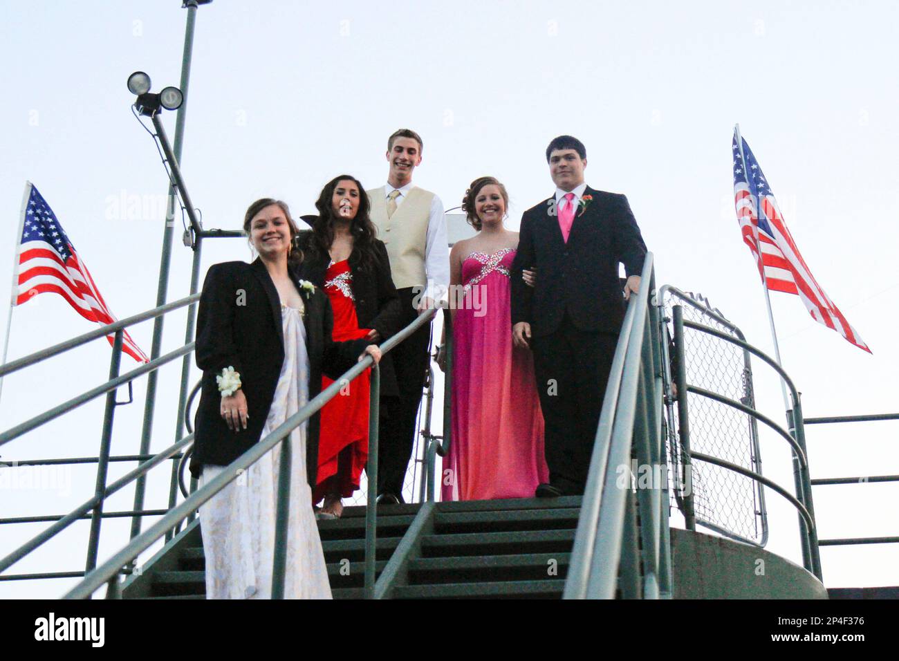 Students pose for a photo after arriving at the 2014 Muskegon Catholic ...