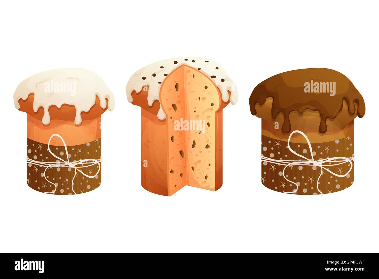 Set Panettone traditional, collection Easter cakes with glaze and ...