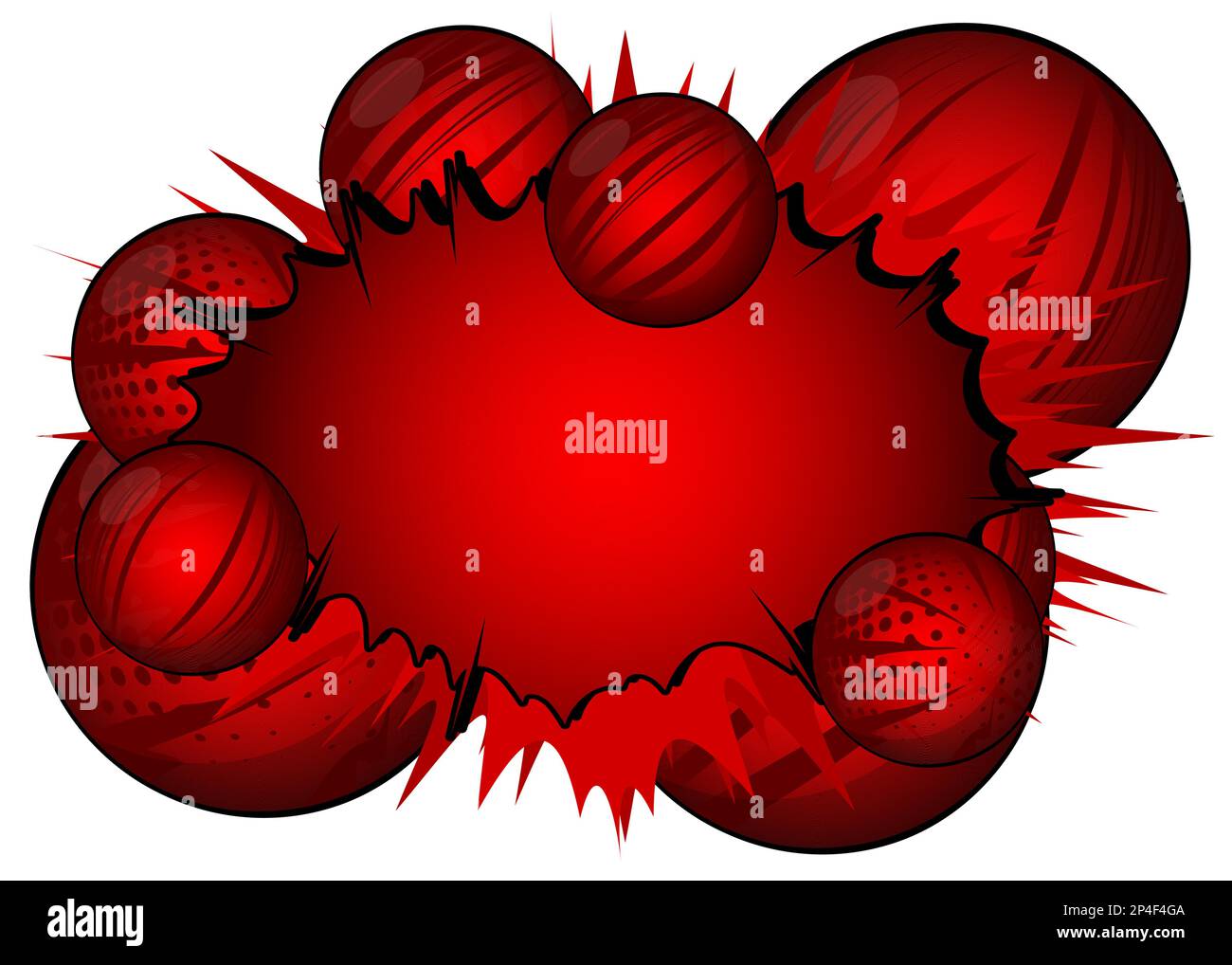 Red and white comic book poster with spheres. Comics Presentation with ...