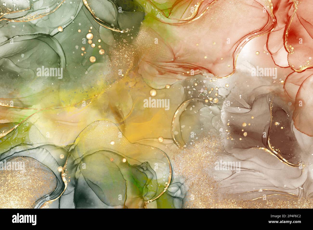 Abstract fluid art with alcohol ink technique painting, and decorated ...