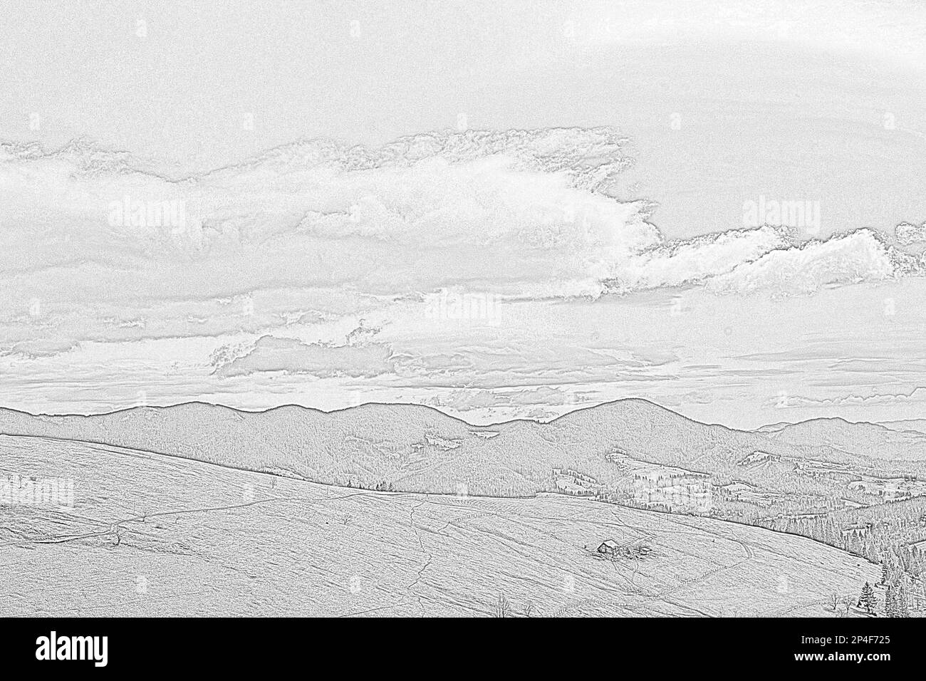 Steep mountain slope in Carpathians engraving hand drawn sketch Stock ...